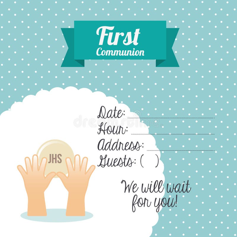 First Communion Card Design Stock Vector - Illustration of christening ...