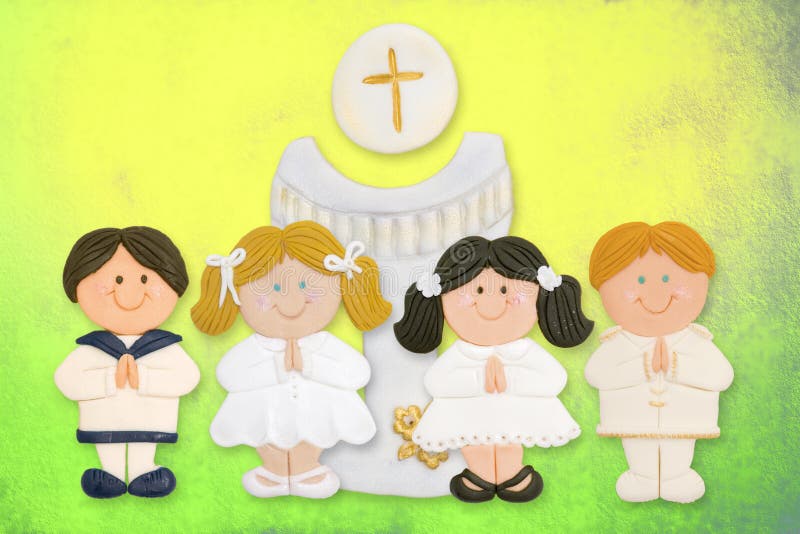 First Communion Card, a Group of Children Stock Image - Image of ...