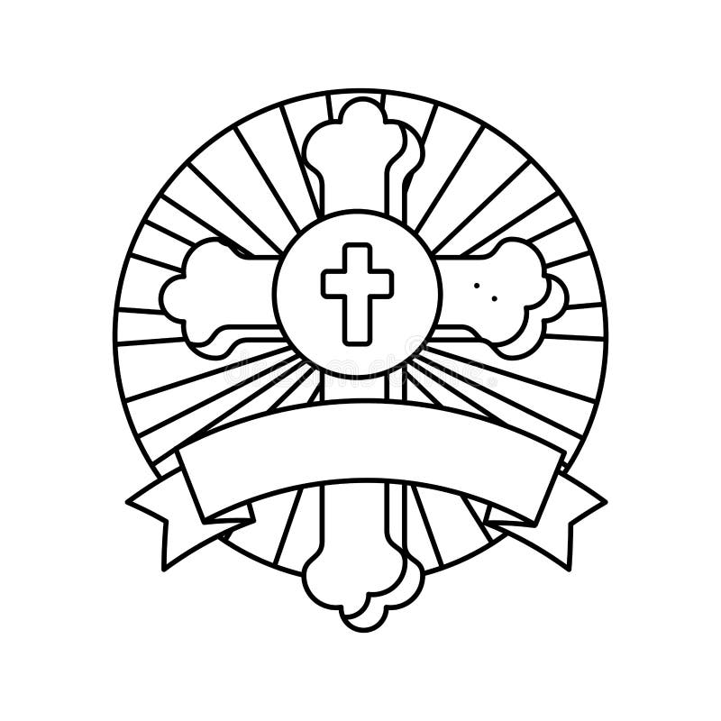 First Communion Cross with Ribbon Frame Stock Vector - Illustration of ...