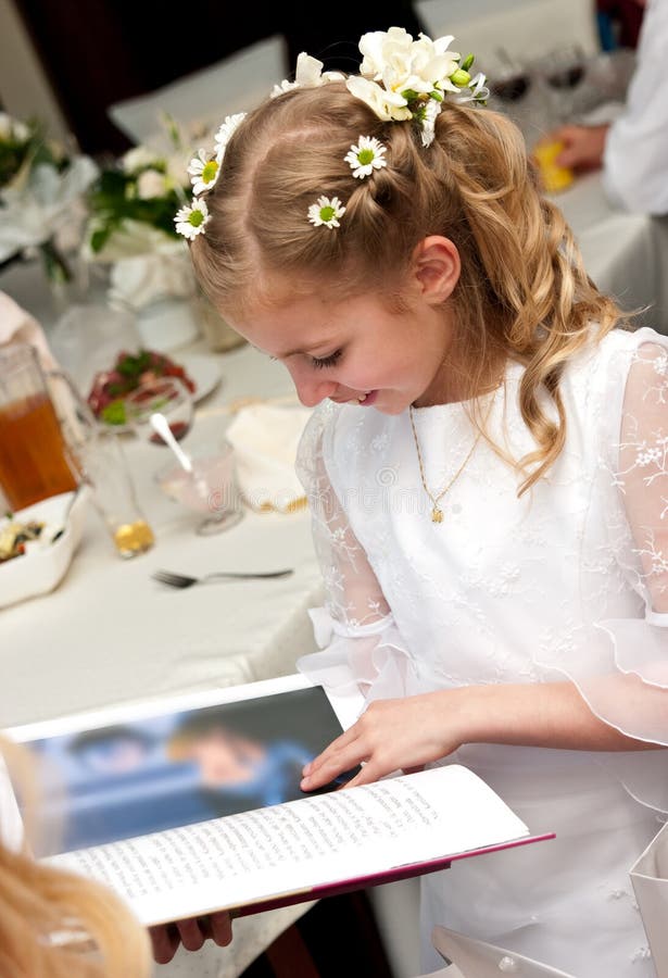 Girl at First Holy Communion Stock Photo - Image of religion, ceremony ...