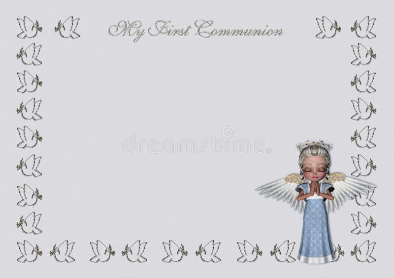 First Communion Oval Photo Frame Stock Illustration - Illustration of ...