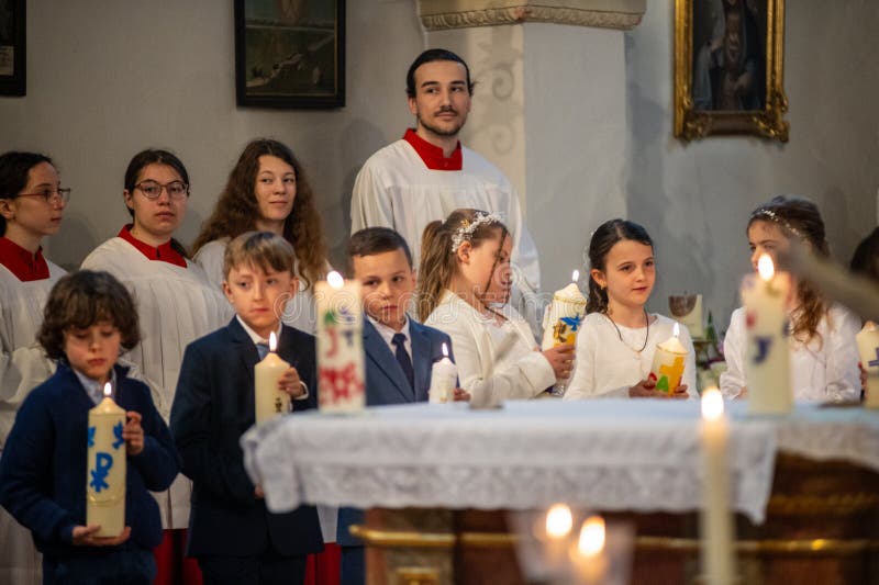 First communion mass editorial photo. Image of reading - 383339491