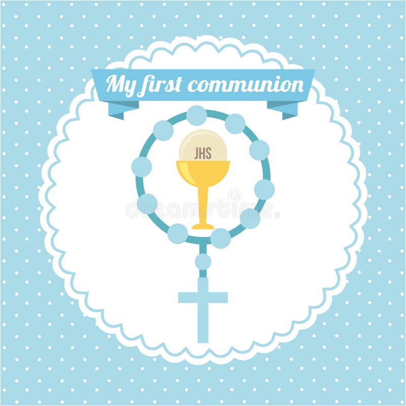 First Communion Cross Floral Decoration Stock Vector - Illustration of ...