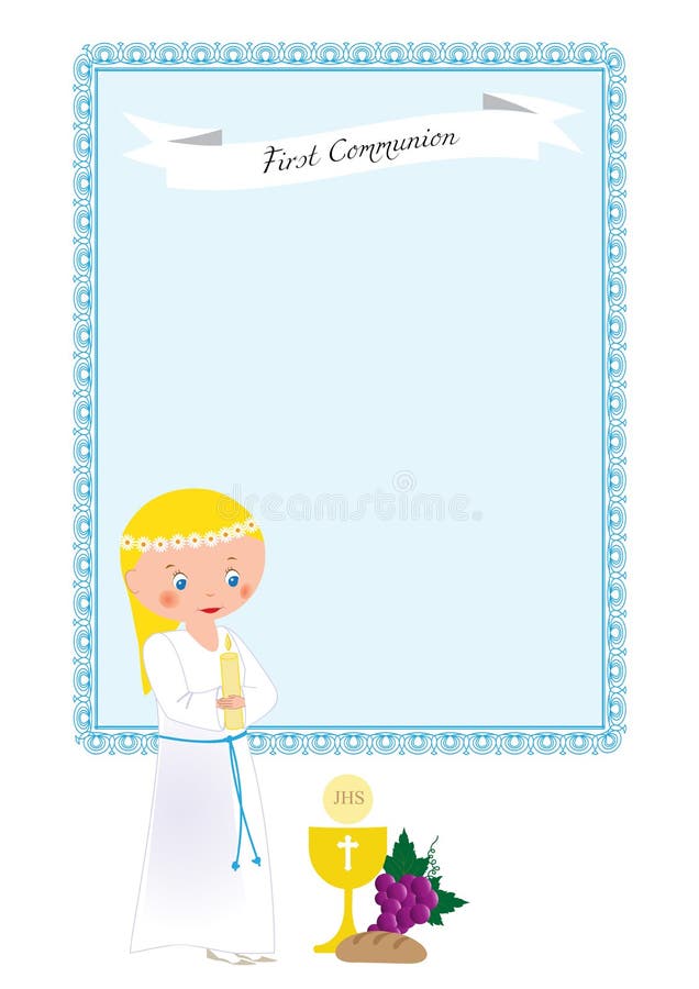 First Communion Invitation Border Stock Illustration - Illustration of ...