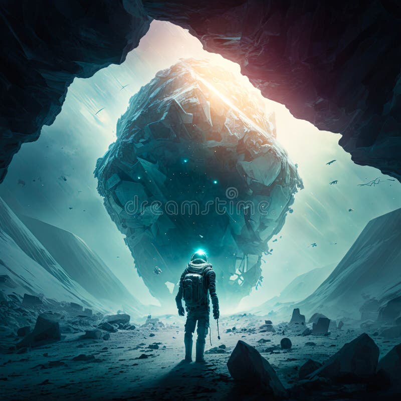 First Contact with Alien on Hostile Asteroid, Planet. Generative AI ...