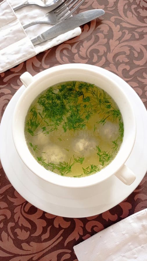 First Course with Soup and Meatballs Stock Image - Image of meat, soup ...