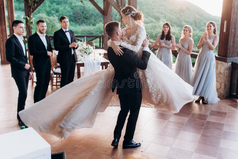 The First Dance of the Young. the Bride and Groom are Dancing Their ...