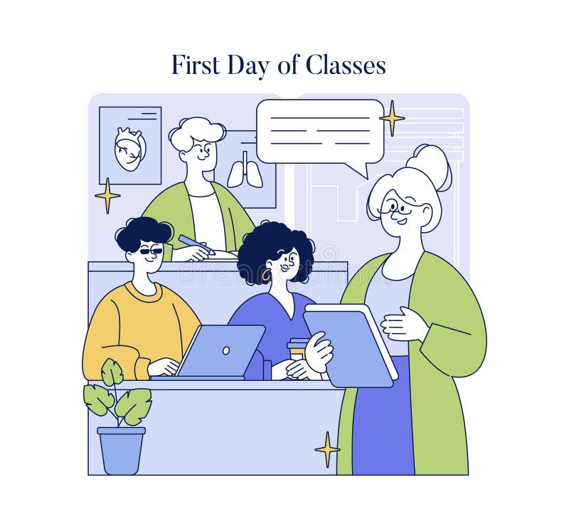 First Day of Classes Vector Stock Vector - Illustration of school ...