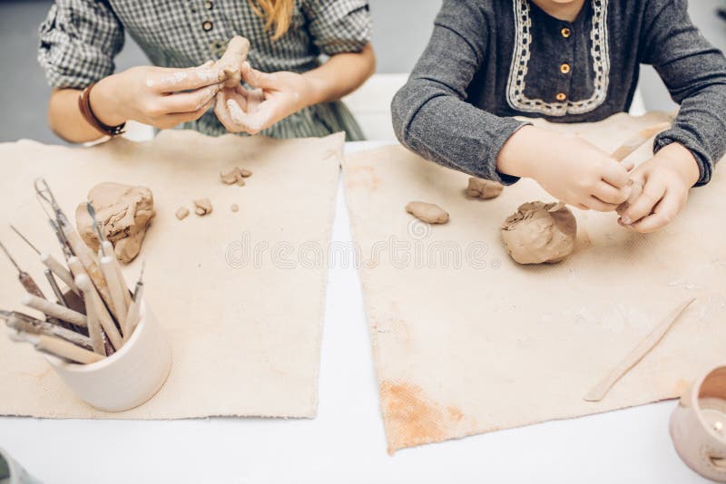 First Day in the Clay Studio. Creative and Sensory Experience Stock ...