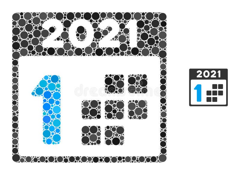 2021 First Day Collage of Circle Pixels Stock Illustration ...
