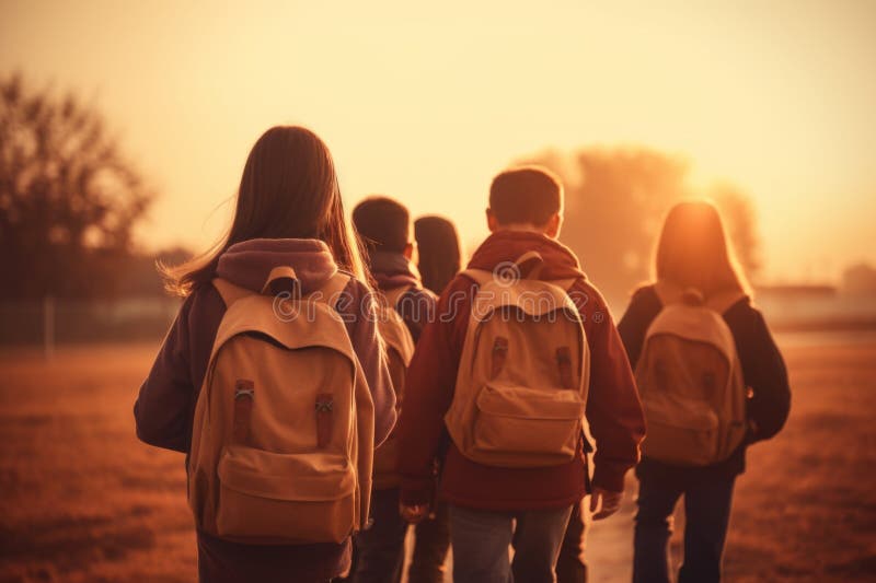 First Day Elementary School Two Little Kids Schoolchildren Pupils ...