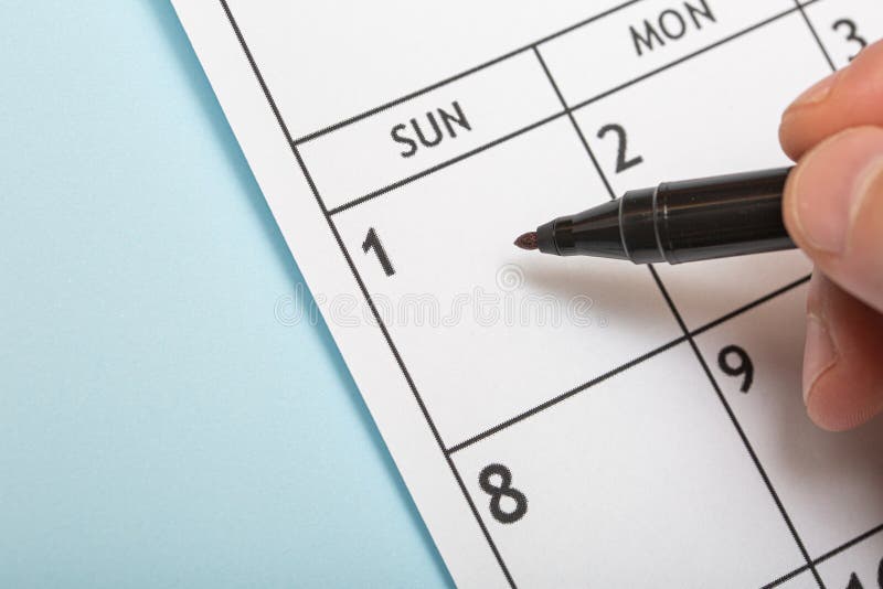 First Day on Paper Calendar Close-up. Stock Image - Image of document ...