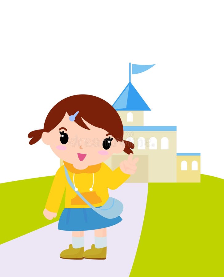 First day with school bag stock vector. Illustration of happiness ...