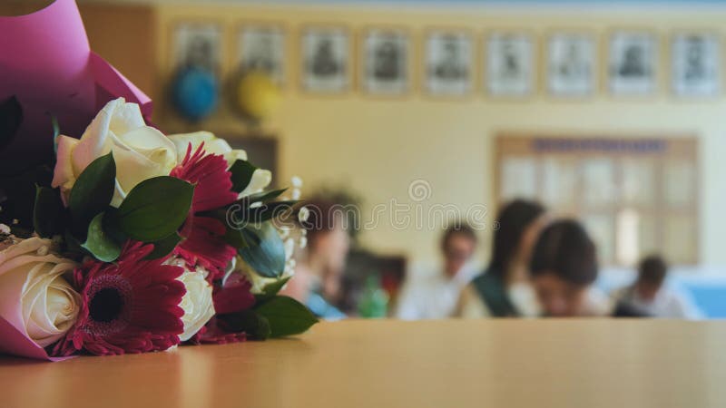First Day of School. Flowers Lie on the Table To Celebrate the Day of ...