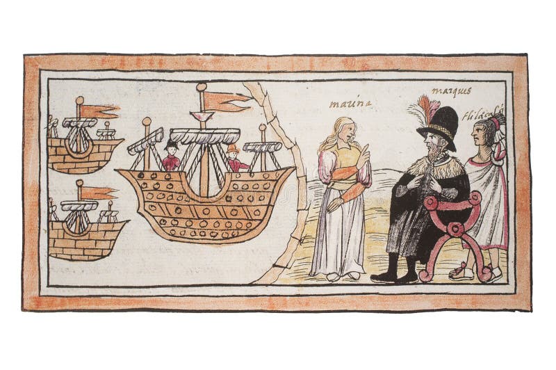 First Encounter of Hernan Cortes with La Malinche at Duran Codex ...