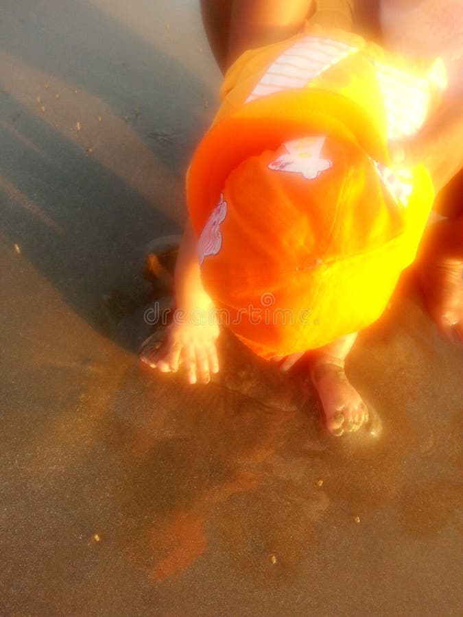 First Experience in the Playing : Sea & Beach Stock Image - Image of ...