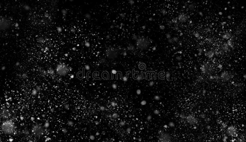 First Falling Snow Bokeh Texture on Black Background. Winter Texture ...