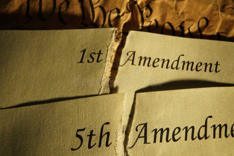 The First and Fifth Amendments Ripped in Half and the US Constitution ...