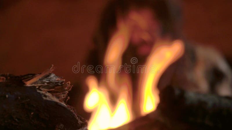 First Fire Made by Prehistoric Caveman in His Cave Stock Video - Video ...