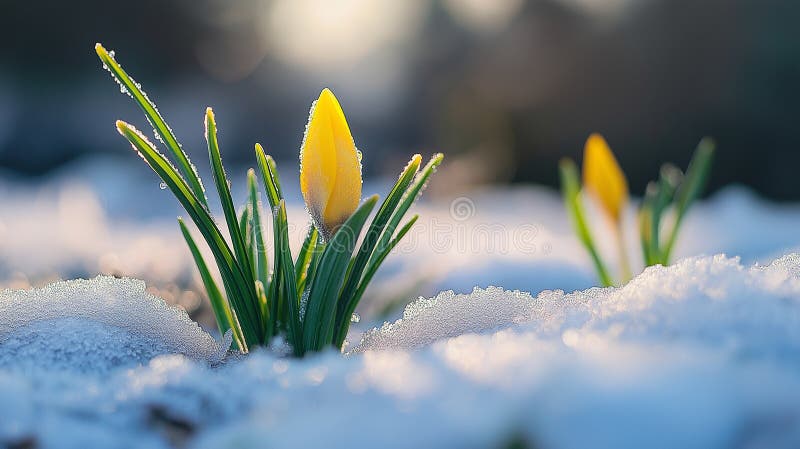 First Flowers Snow and First Drops in March: Transition from Winter To ...