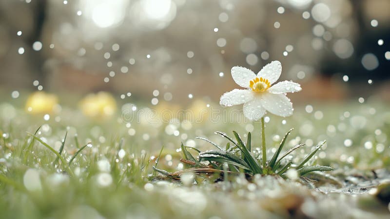 First Flowers Snow and First Drops in March: Transition from Winter To ...