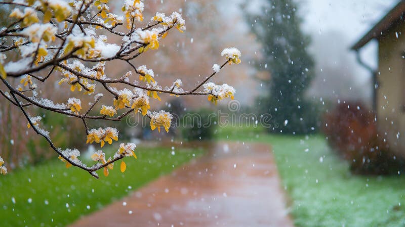 First Flowers Snow and First Drops in March: Transition from Winter To ...