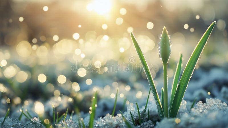 First Flowers Snow and First Drops in March: Transition from Winter To ...