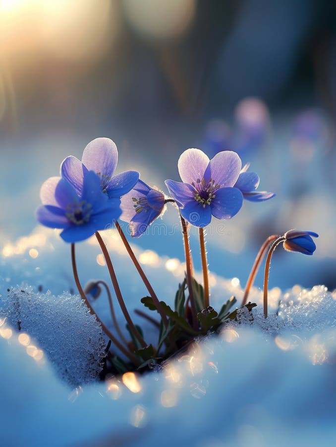 First Flowers in Springtime Grow in the Snow Stock Photo - Image of ...