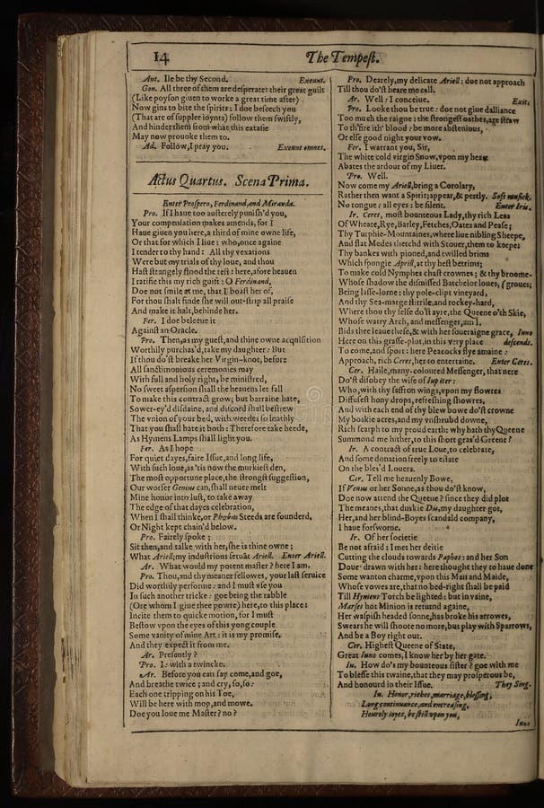 First Folio: The Tempest, P. 14 Stock Photo - Image of history, text ...