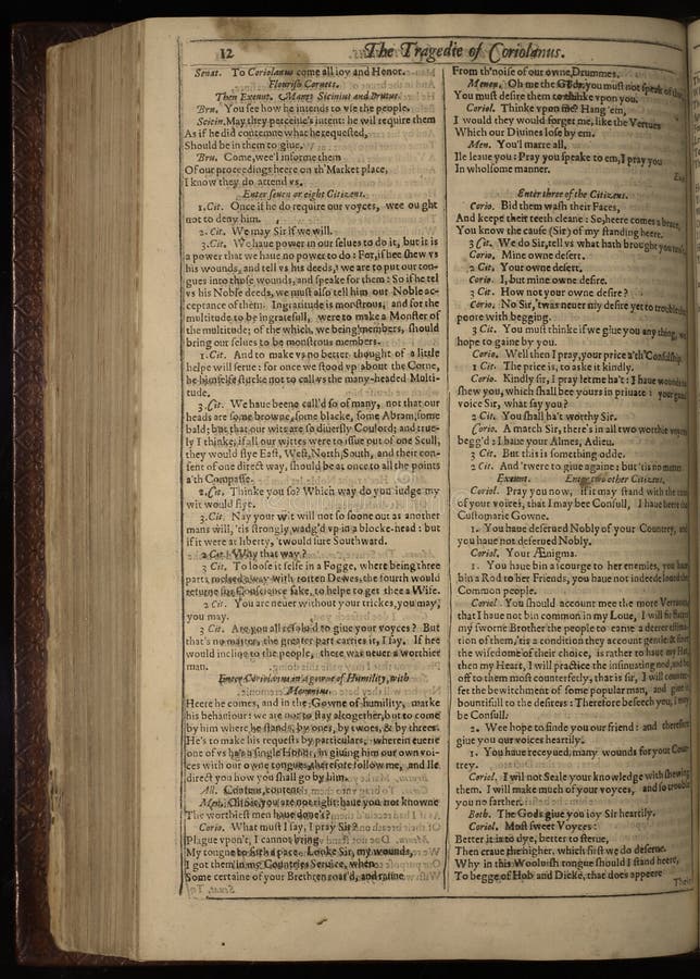 First Folio: The Tragedy Of Coriolanus, P. 12 Stock Photo - Image of ...