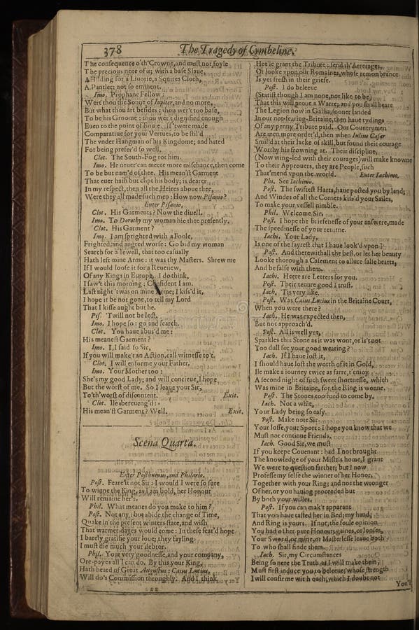 First Folio: The Tragedy Of Cymbeline, P. 10 Stock Image - Image of ...