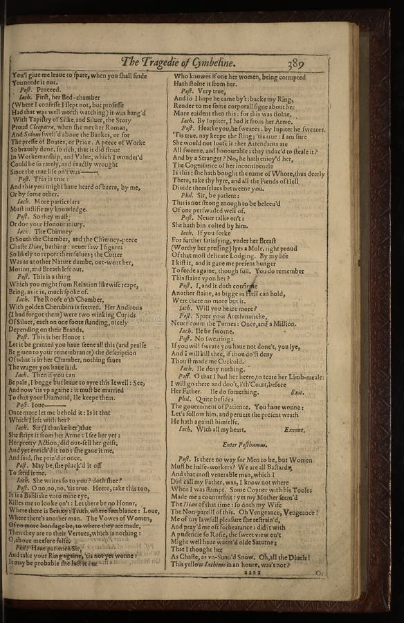 First Folio: The Tragedy Of Cymbeline, P. 11 Stock Image - Image of ...