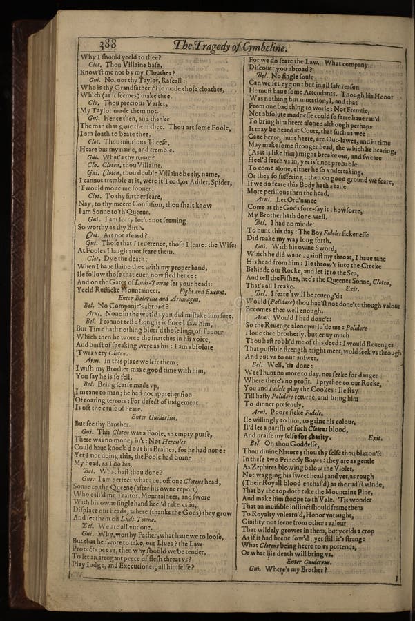First Folio: The Tragedy Of Cymbeline, P. 20 Picture. Image: 222410723