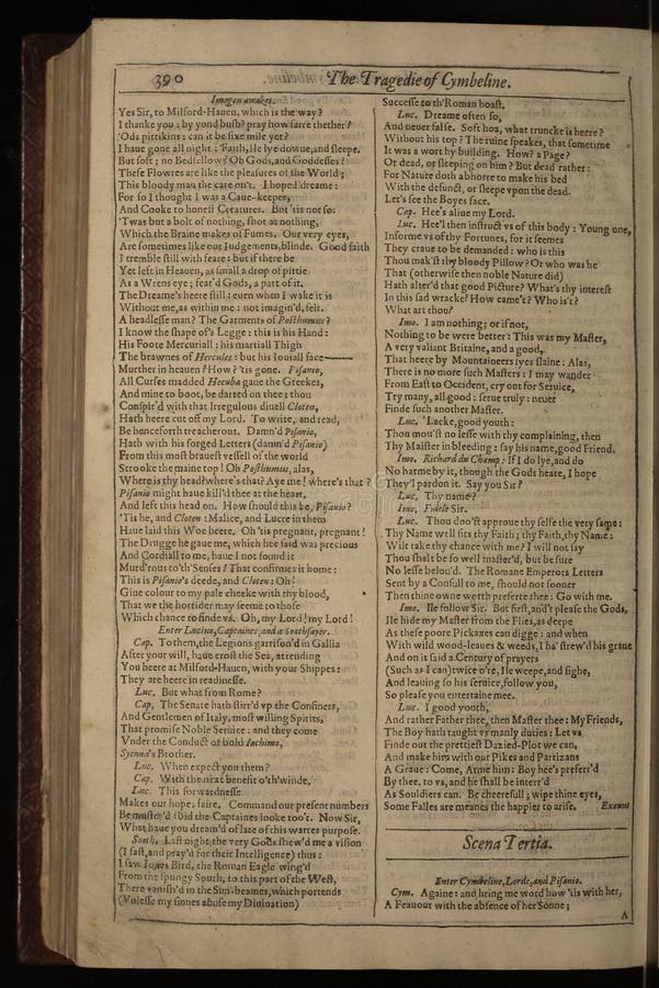 First Folio: The Tragedy Of Cymbeline, P. 22 Stock Image - Image of ...