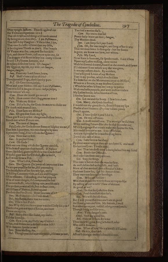 First Folio: The Tragedy Of Cymbeline, P. 29 Picture. Image: 222410730