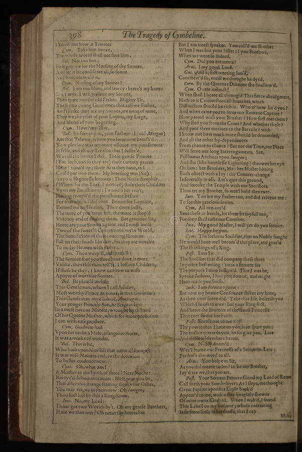 First Folio: The Tragedy Of Cymbeline, P. 30 Picture. Image: 222410908
