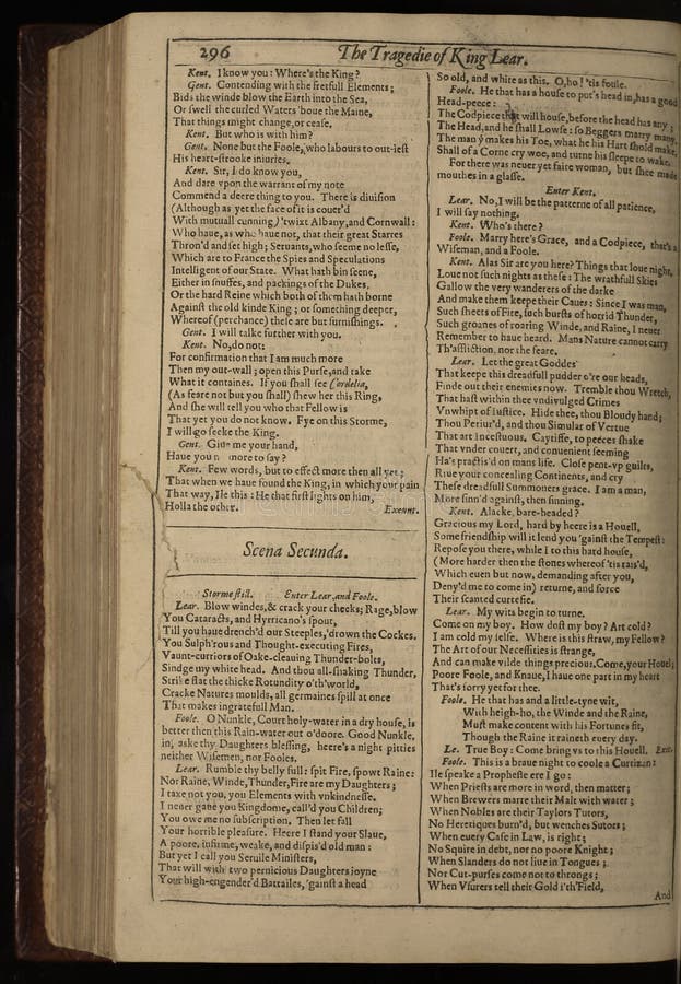 First Folio: The Tragedy Of King Lear, P. 14 Stock Photo - Image of ...