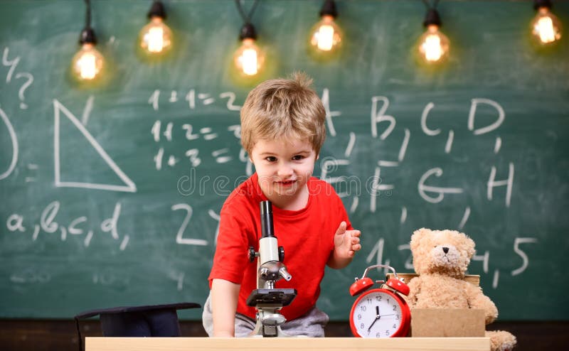 First Former Interested in Studying, Learning, Education. Kid Boy Near ...