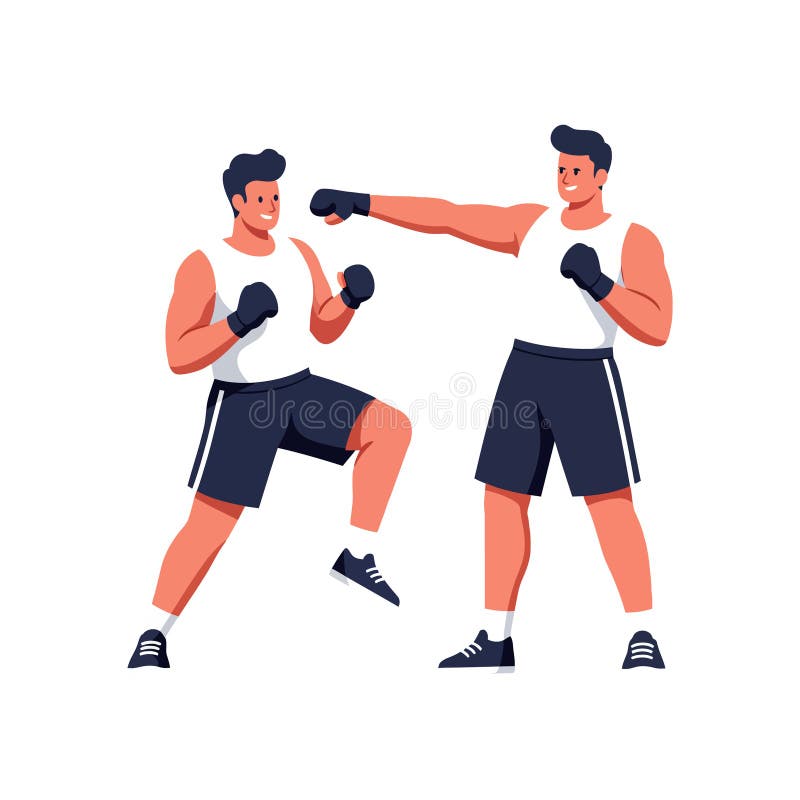 Dynamic Boxing Motion Sequence with Flat Design Style Vector Art Stock ...