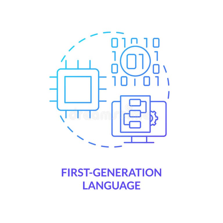 First Generation Programming Language Blue Gradient Concept Icon Stock