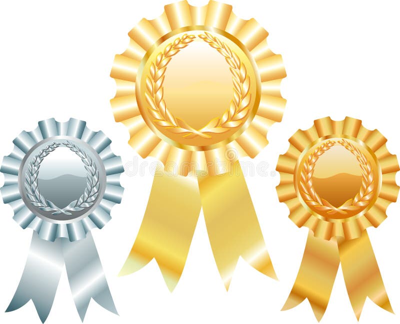 Gold award ribbons stock vector. Illustration of symbol - 5834298