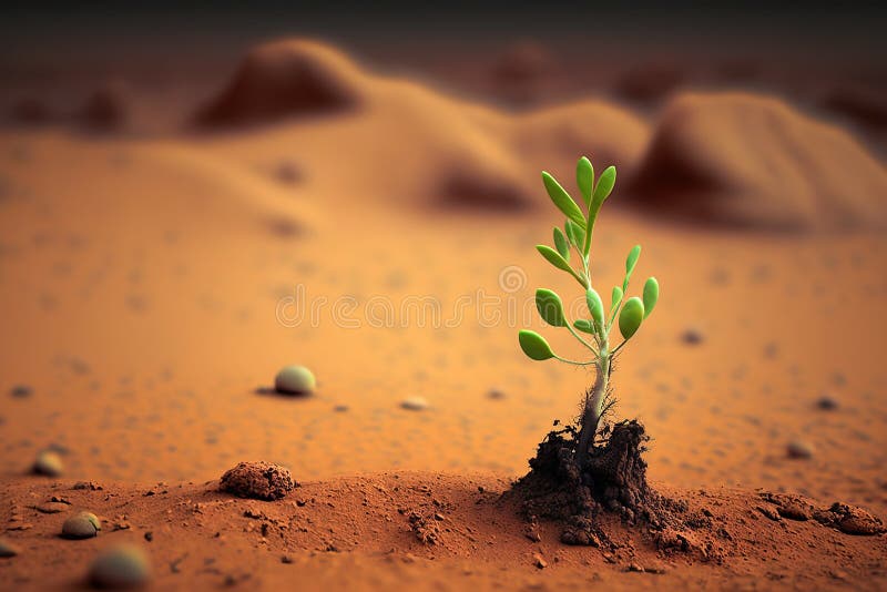 First Green Sprout on Mars Created with Generative AI Technology Stock ...