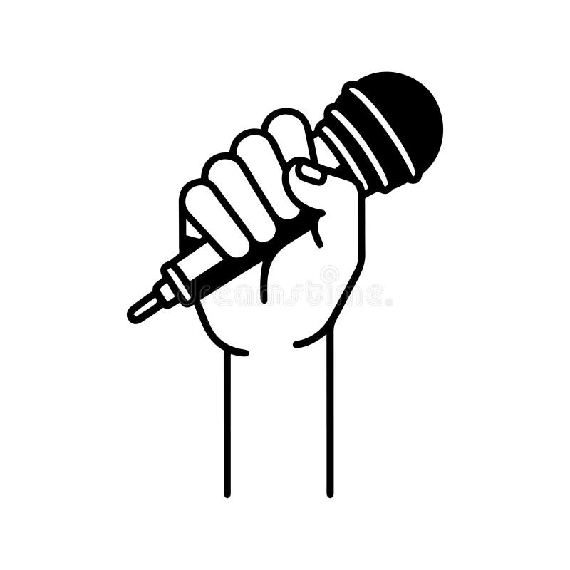 First Hand Holding a Microphone or Mic. Stock Vector - Illustration of ...