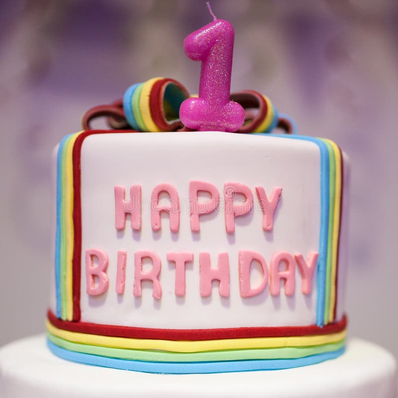 First Happy Birthday cake stock photo. Image of decor - 191910482
