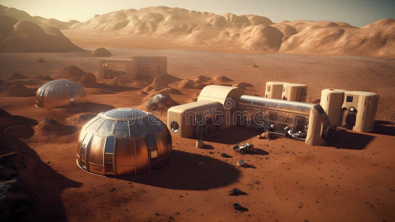 First Human Colony on Mars, Neural Network Generated Image Stock ...