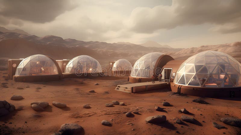 First Human Colony on Mars, Neural Network Generated Image Stock ...