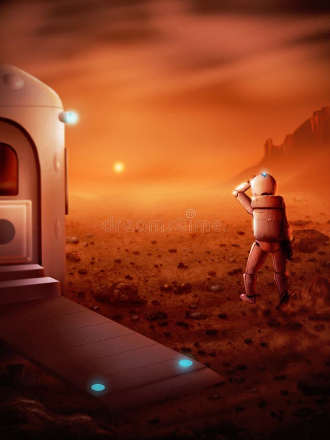 First Human on Mars - Digital Painting Stock Illustration ...