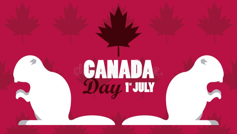 First July Canada Day Celebration Poster with Beavers Stock Vector ...
