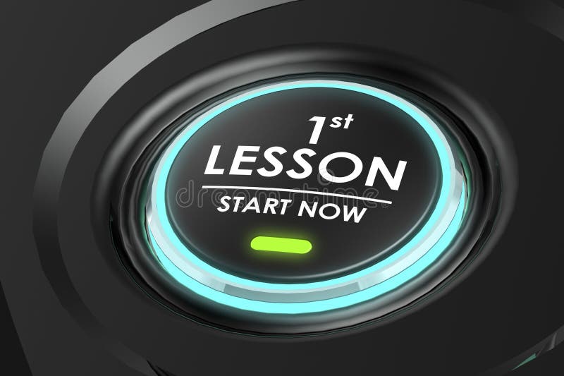 First Lesson Start Now on Black Button Stock Illustration ...
