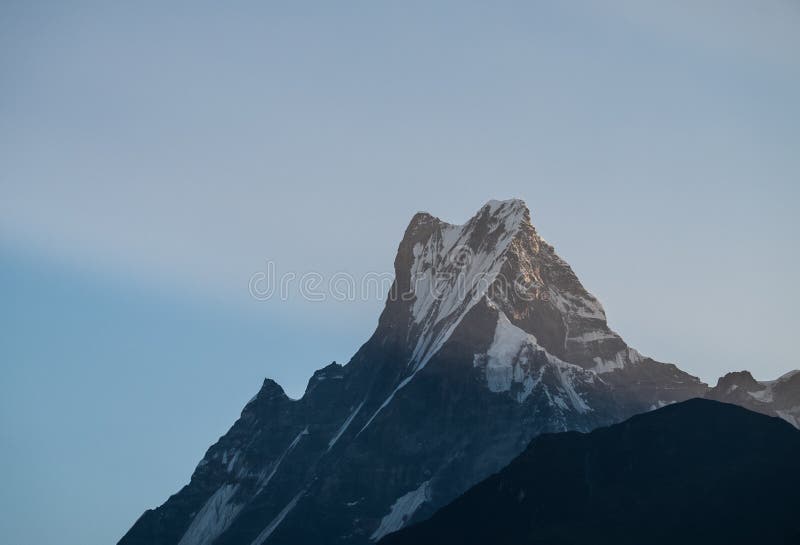 Mount Machhapuchchhre in Evening Soft Sun Light Stock Photo - Image of ...